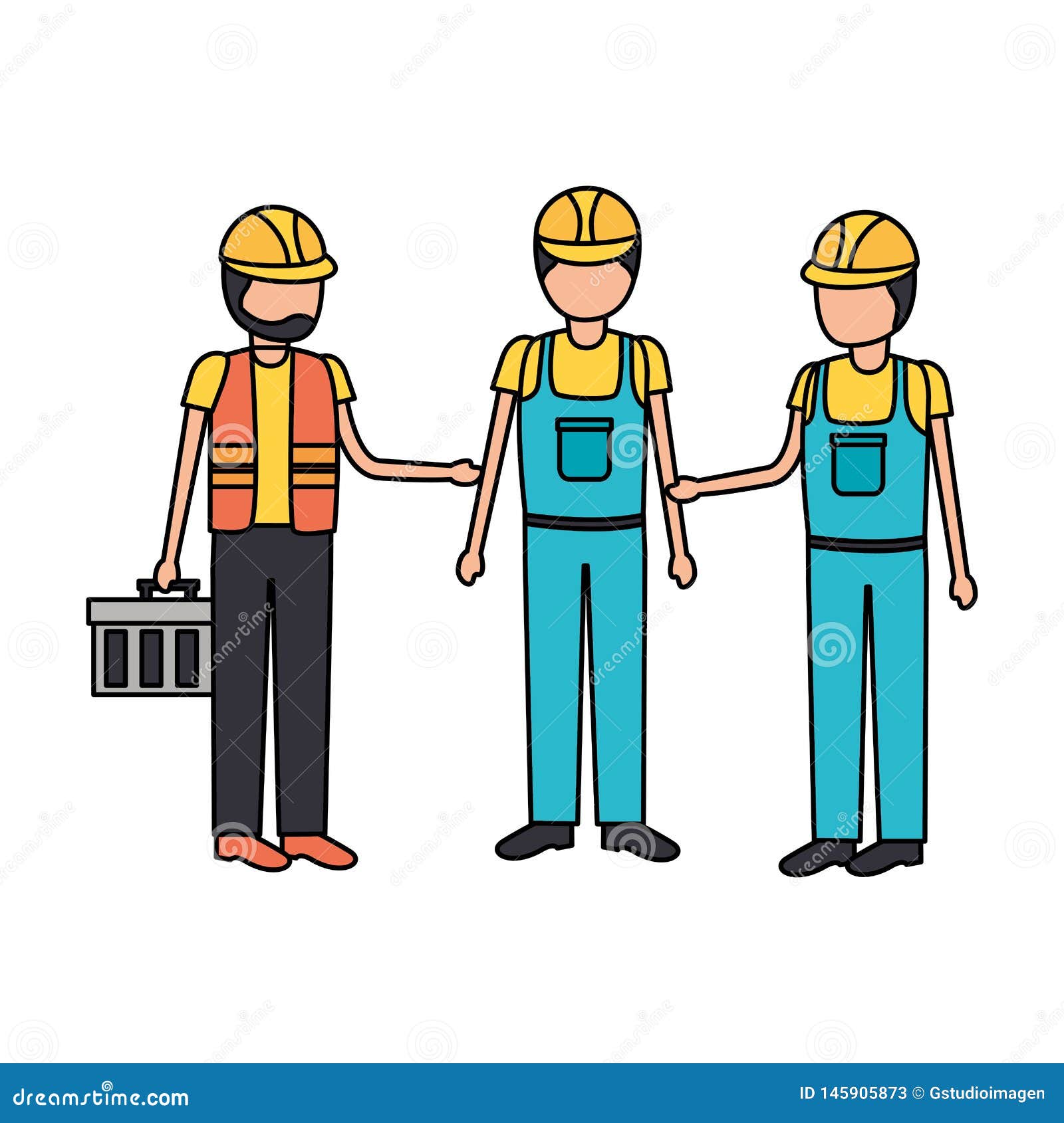 Construction Workers with Toolkit Stock Illustration - Illustration of ...