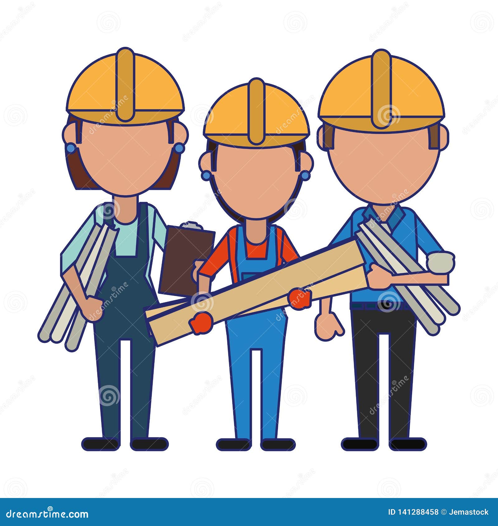 Construction Workers Avatars Stock Vector - Illustration of building ...