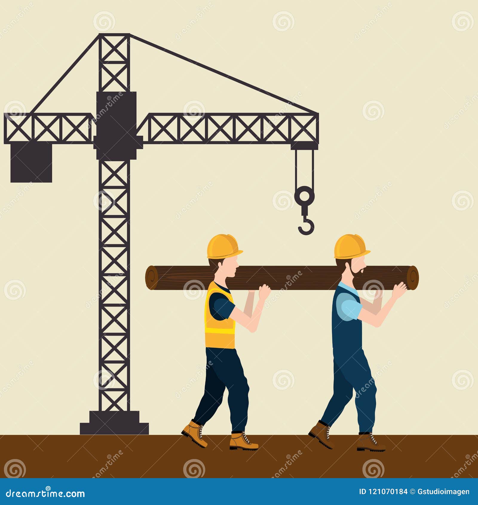 Construction Workers with Under Construction Icons Stock Vector ...