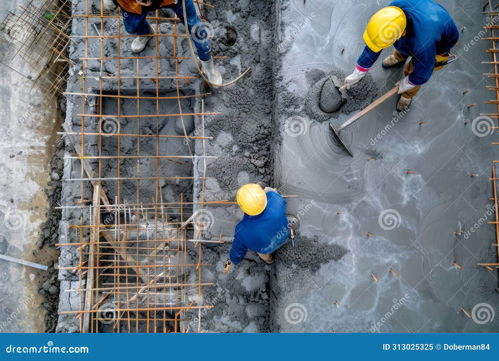 Construction Workers in Uniform Pouring Concrete on Site Stock ...