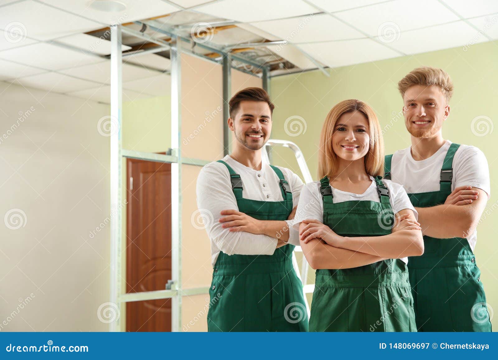 Construction Workers in Uniforms. Home Repair Service Stock Image ...