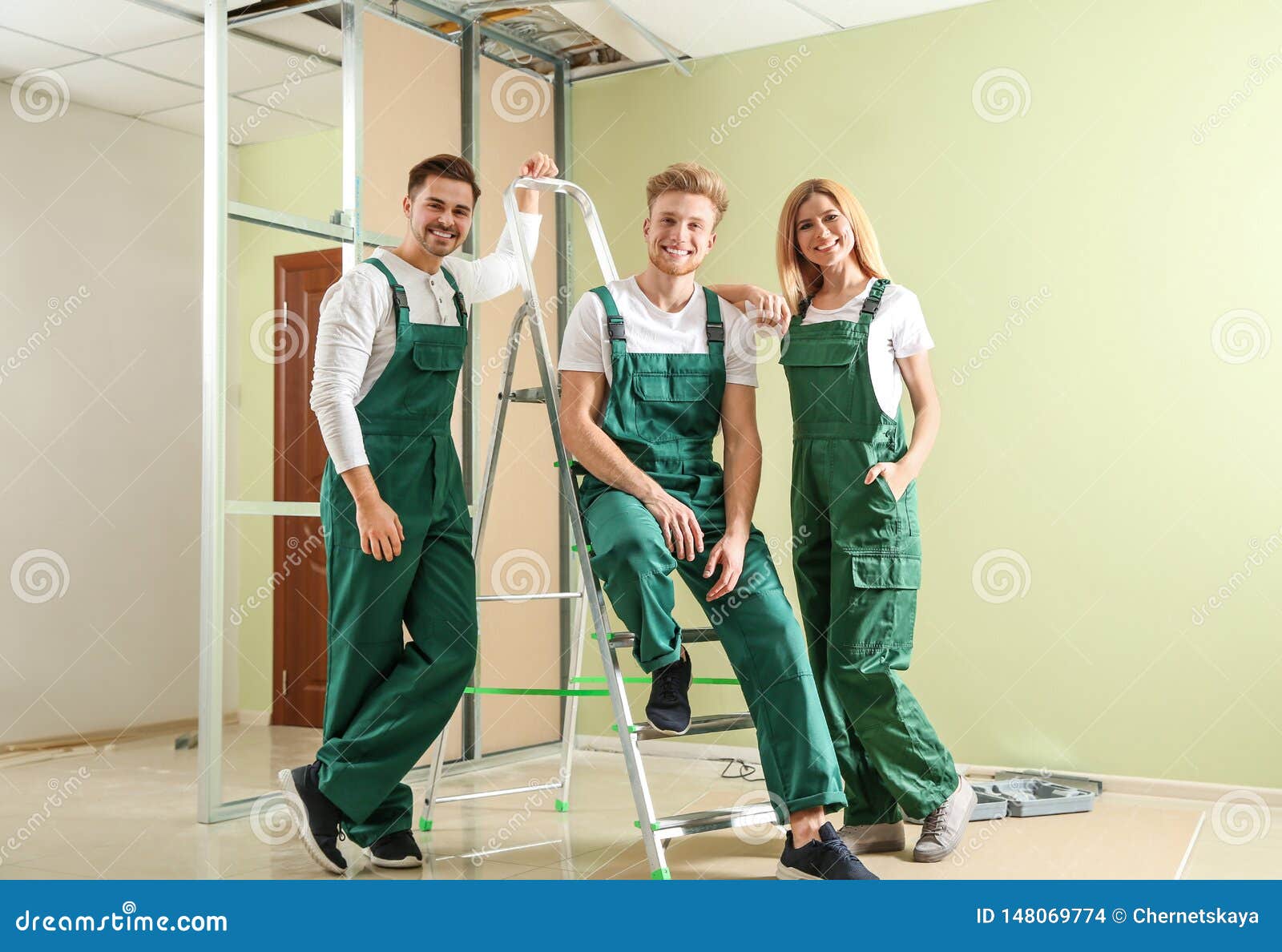 Construction Workers in Uniforms. Home Repair Service Stock Photo ...