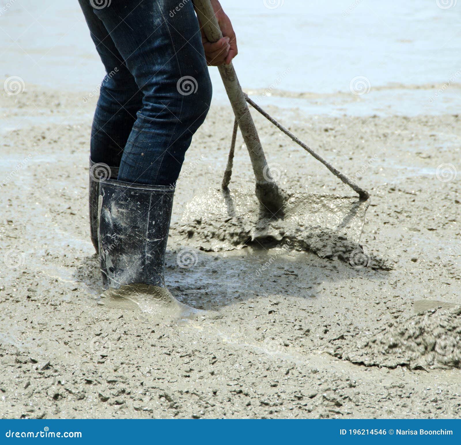 The Workers are Scouring the Cement Building Construction. Stock Photo ...