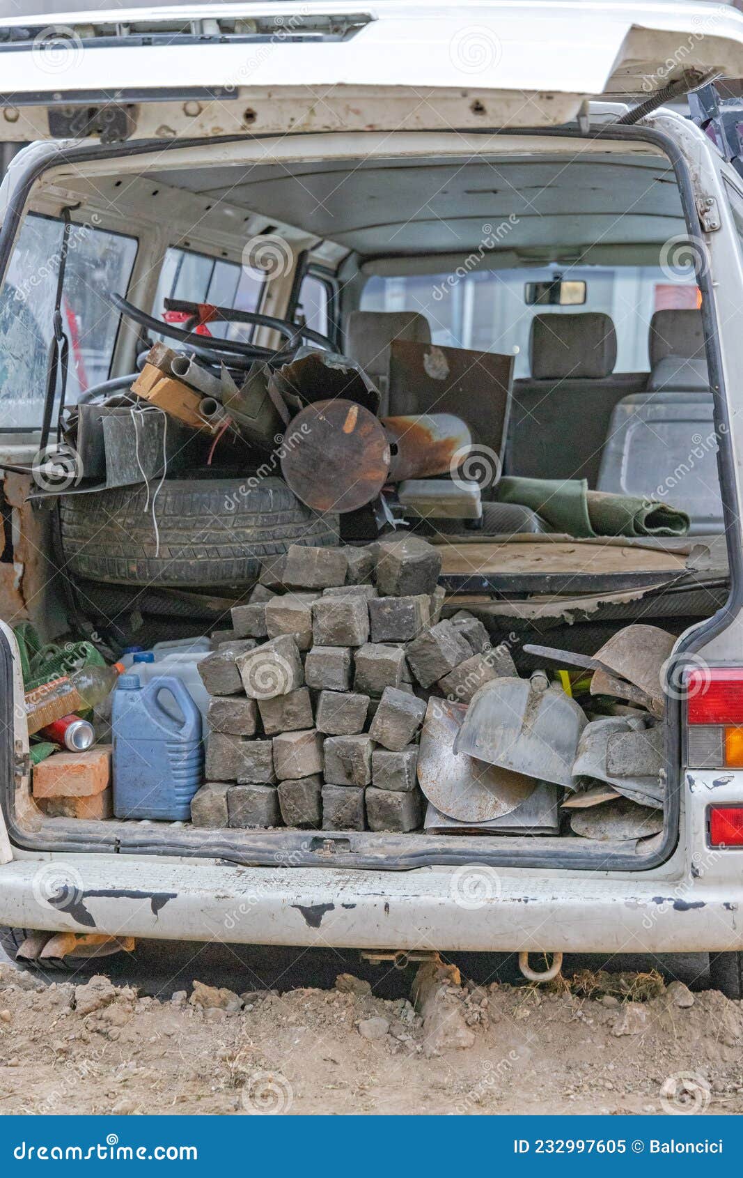 Construction Workers Van stock image. Image of full - 232997605