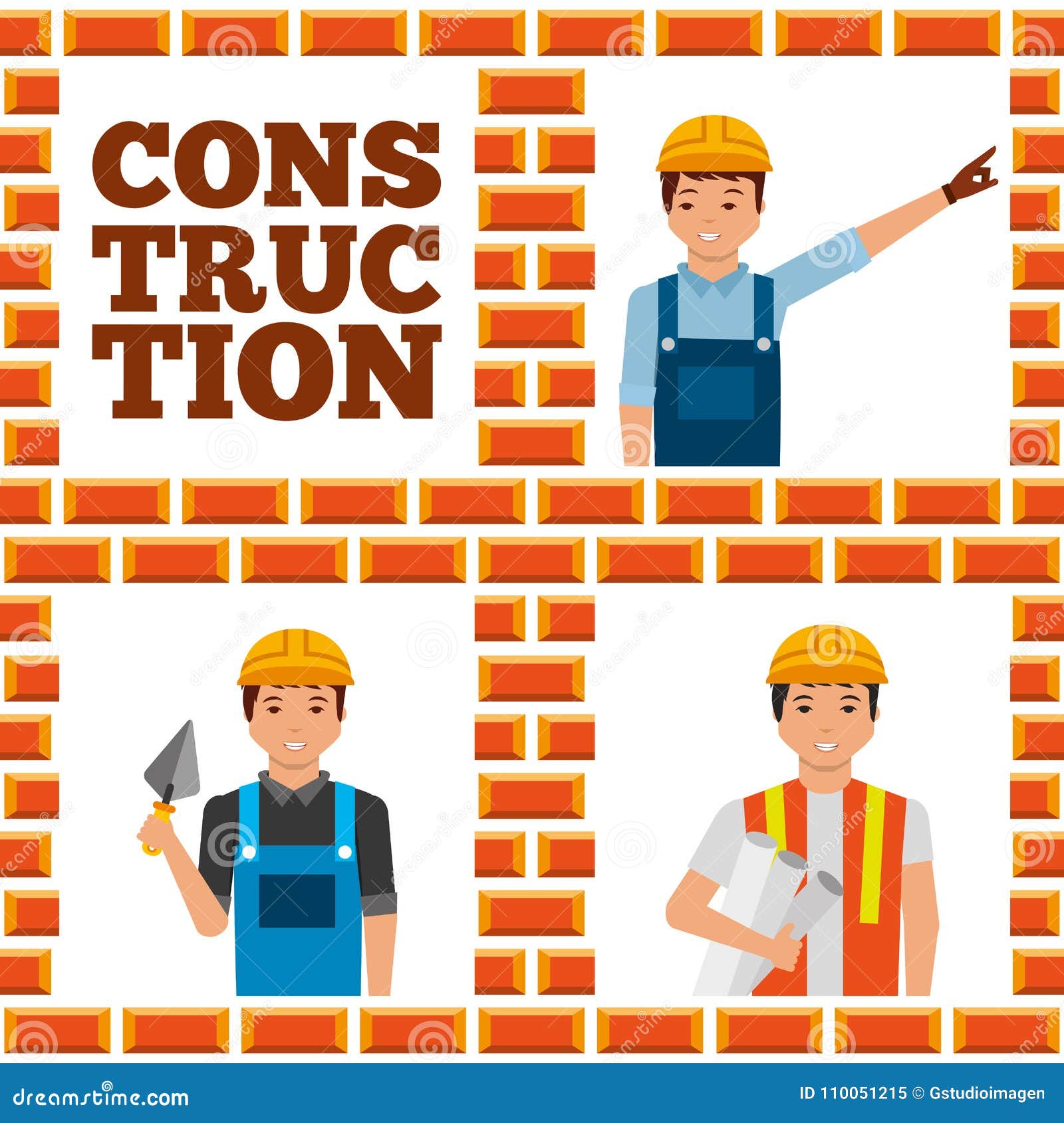 Construction Workers Lettering Set Stock Vector - Illustration of ...