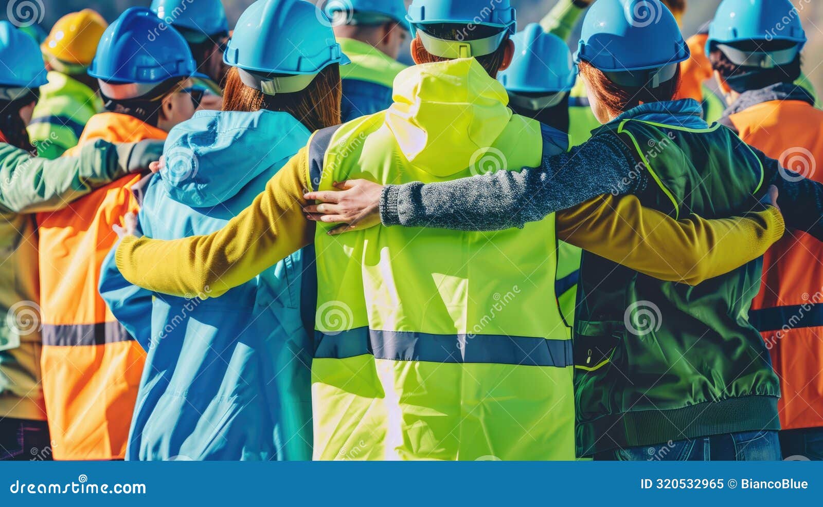 Construction Workers Wearing Hard Hats and Safety Vests, Standing ...