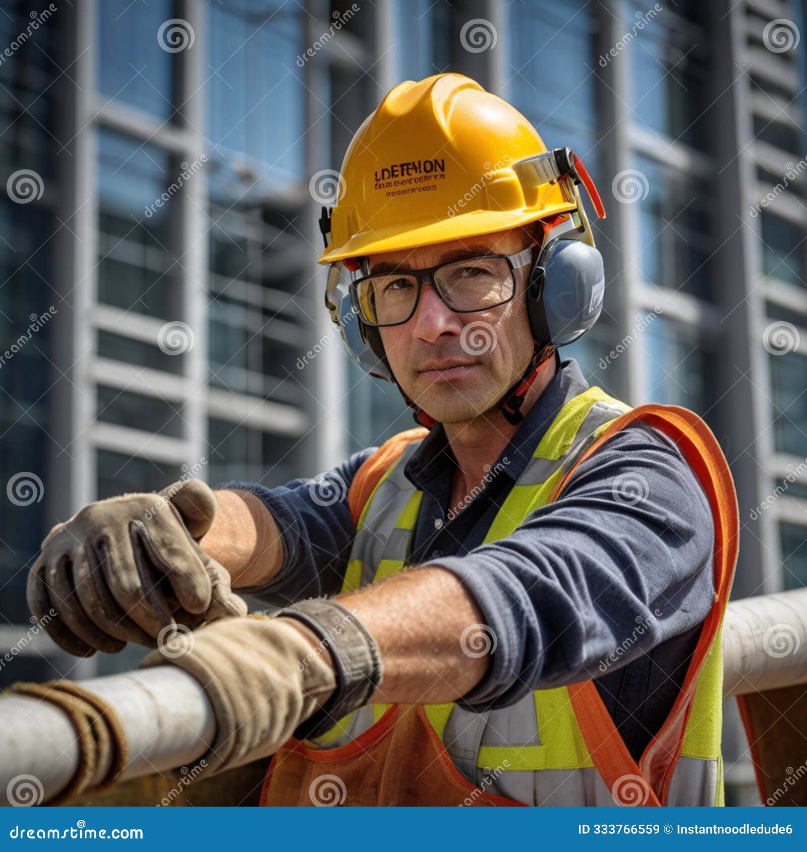 Construction Workers Wearing Safety Gear and Safety Harness while Installing Scaffolding at a ...