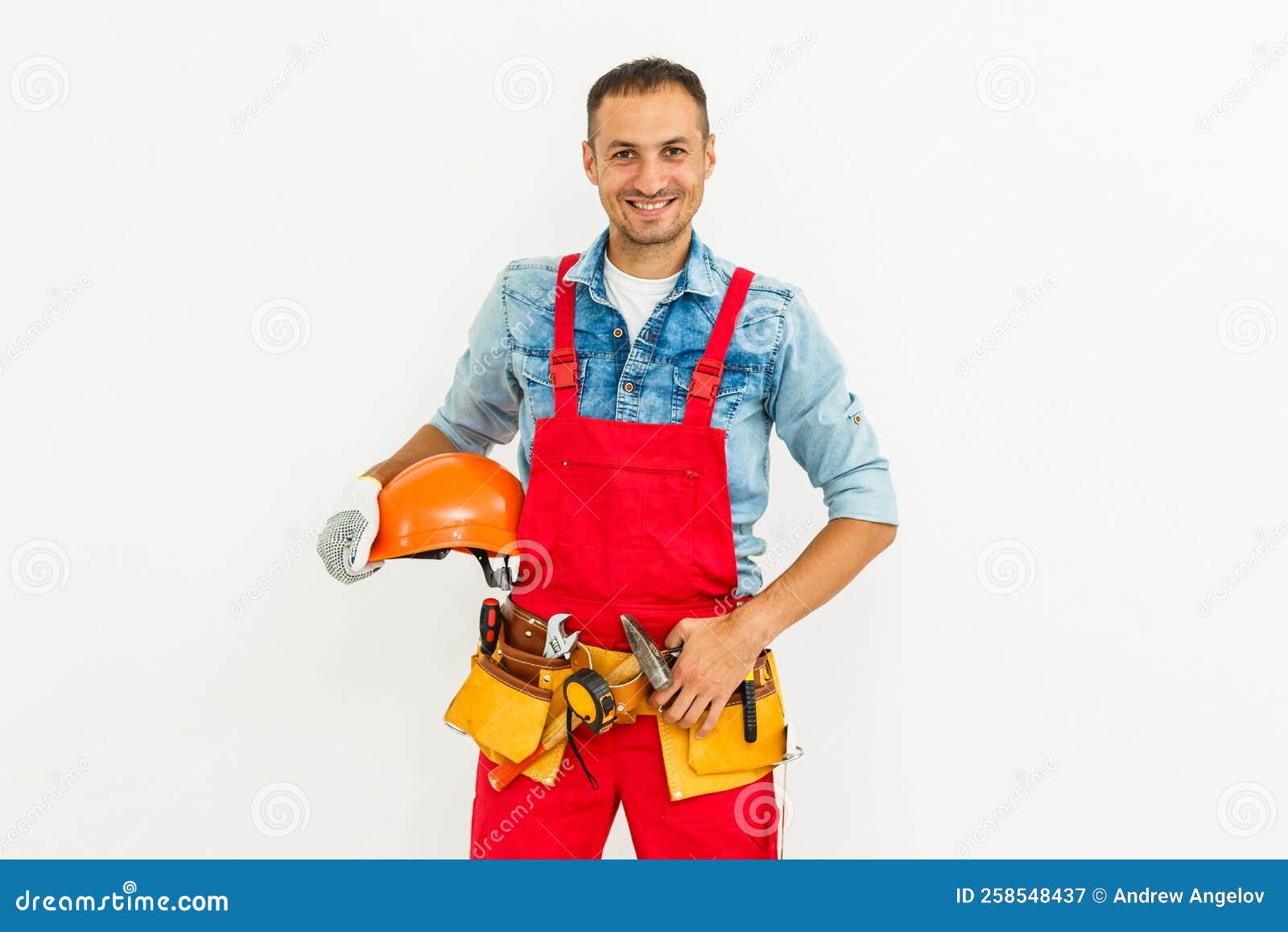 Construction Workers on a White Background Stock Image - Image of ...
