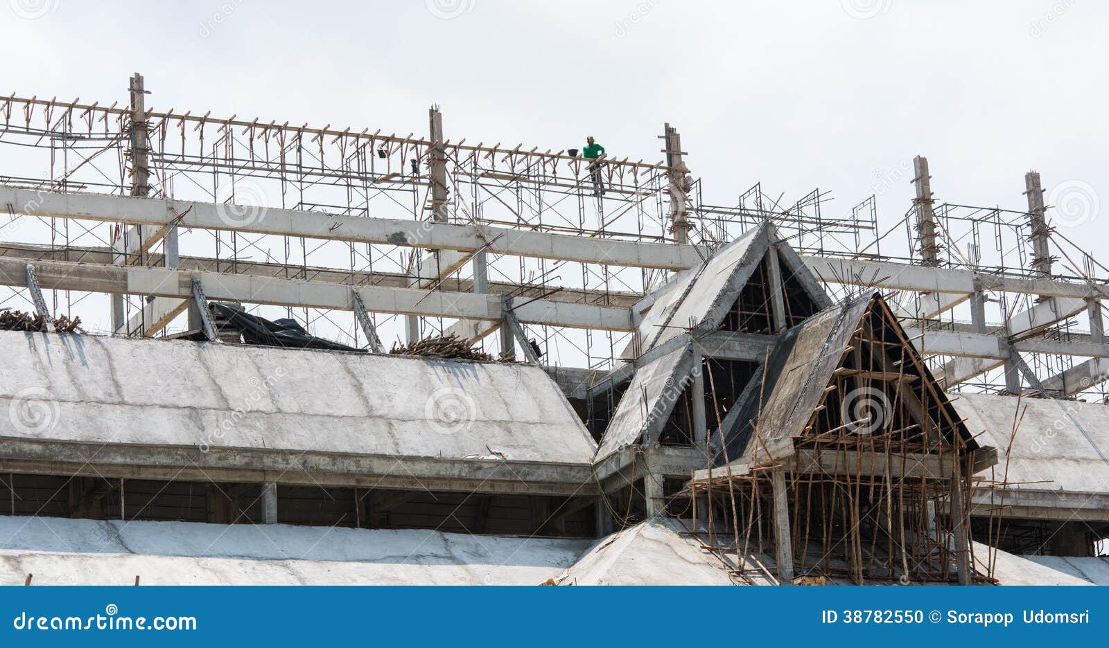 Construction Workers Work on Framing a Building Stock Photo - Image of ...