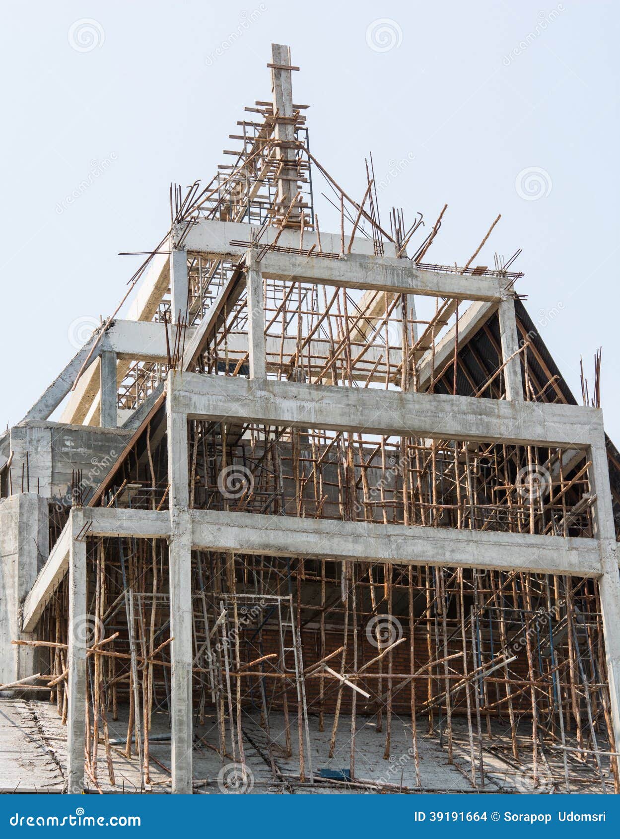 Construction Workers Work on Framing a Building Stock Photo - Image of ...