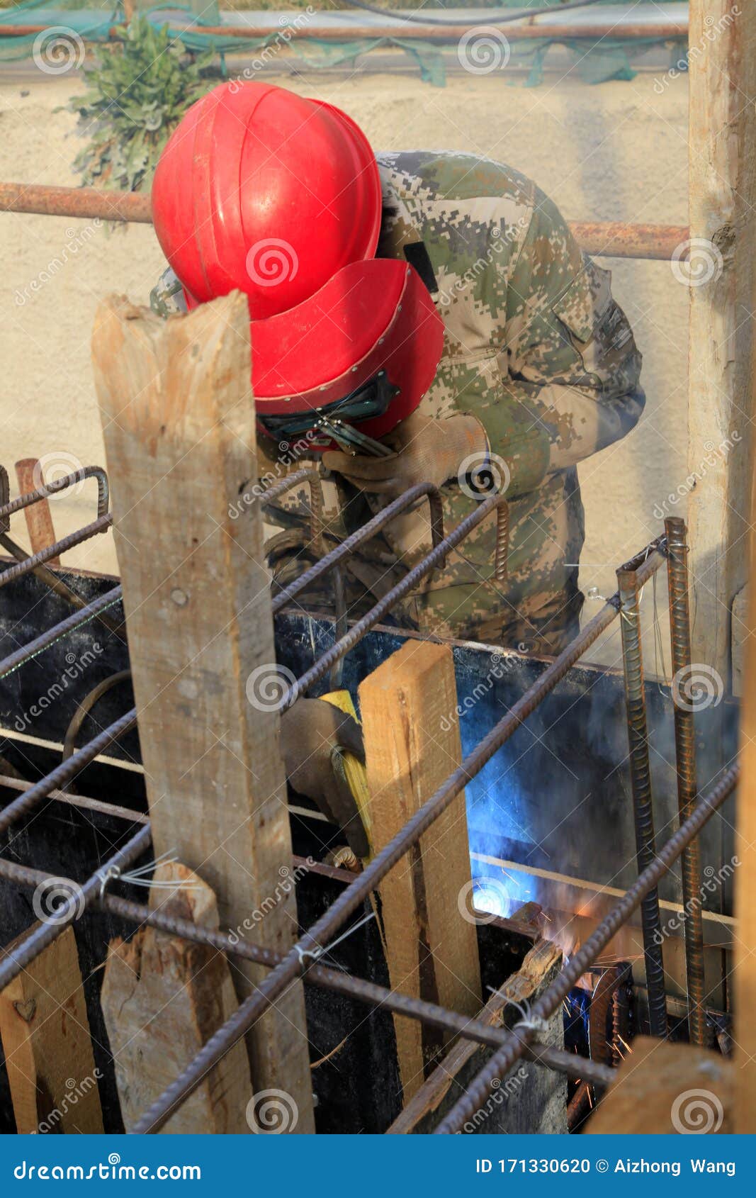Construction Workers Work in Site Stock Photo - Image of monolith ...