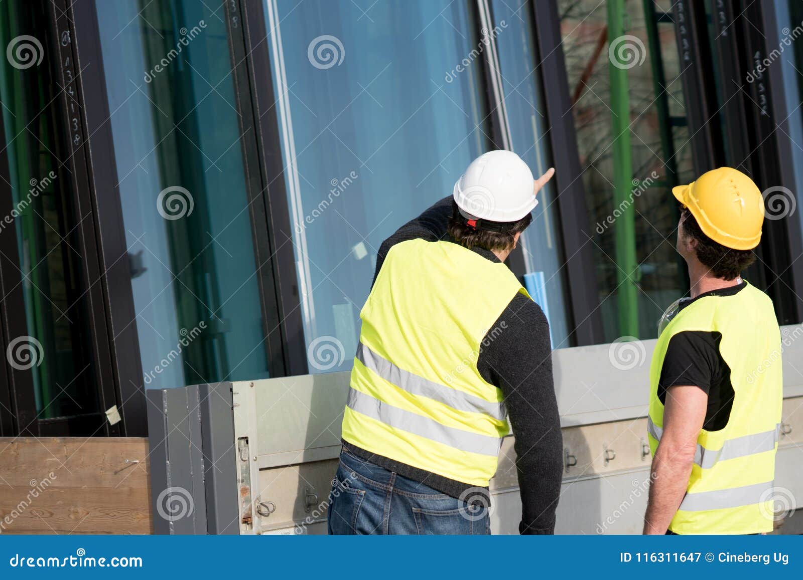 Construction Workers at Work on Construction Site Stock Image - Image ...