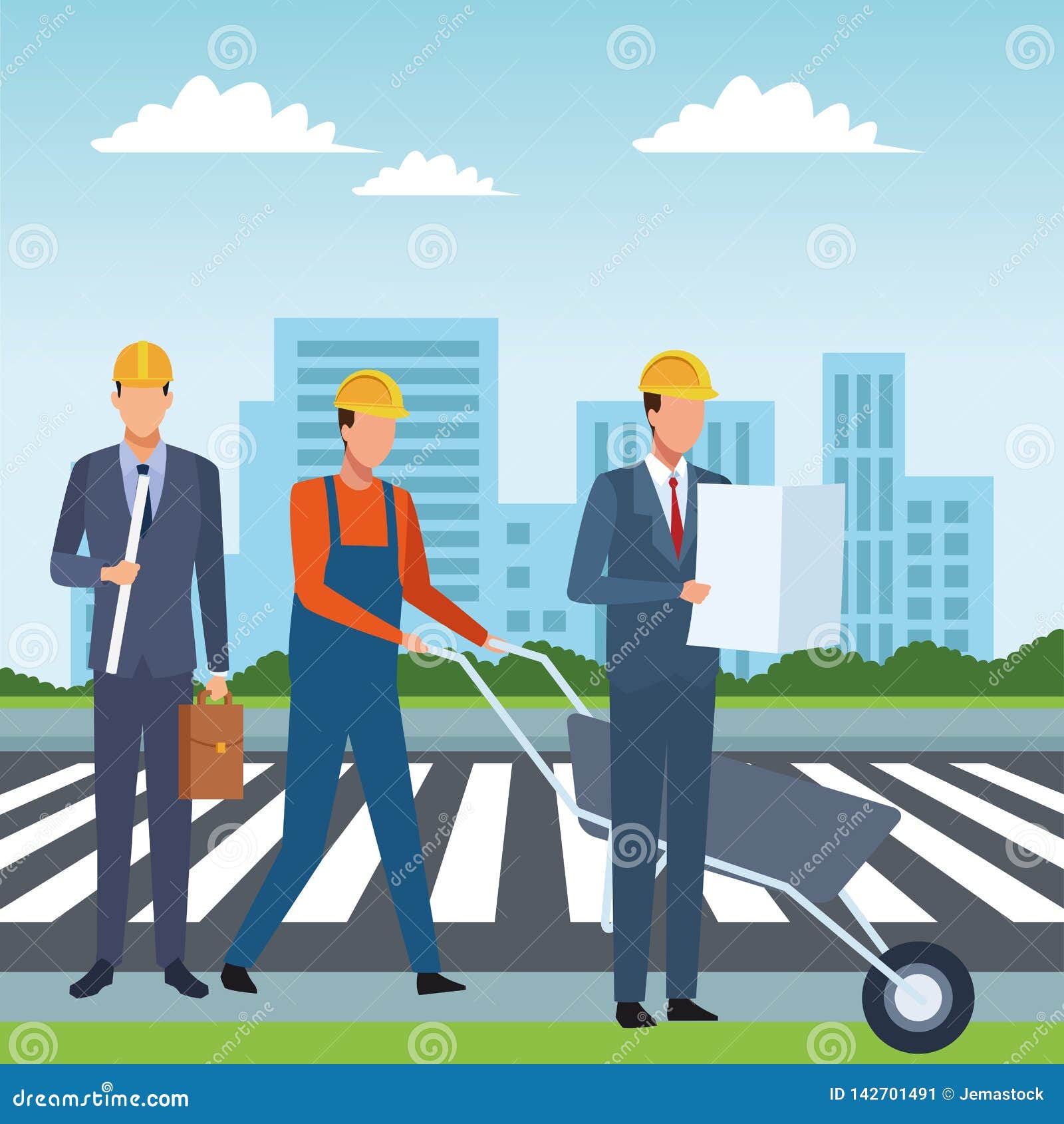 Construction Workers Workers Tools Stock Vector - Illustration of ...