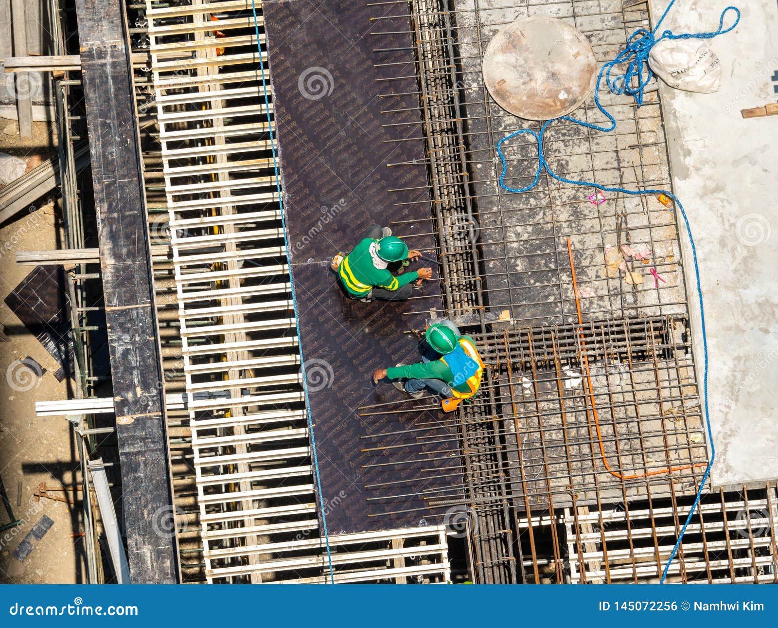 Construction Workers Working in the Building Stock Photo - Image of ...