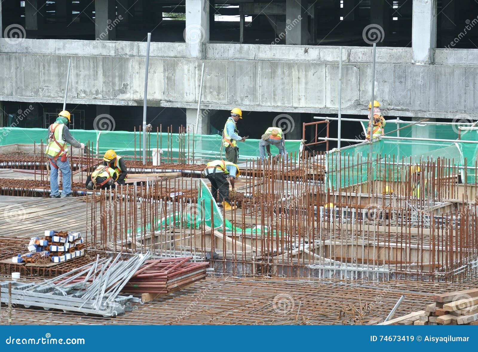 Construction Workers Working at Construction Site Editorial Stock Image ...