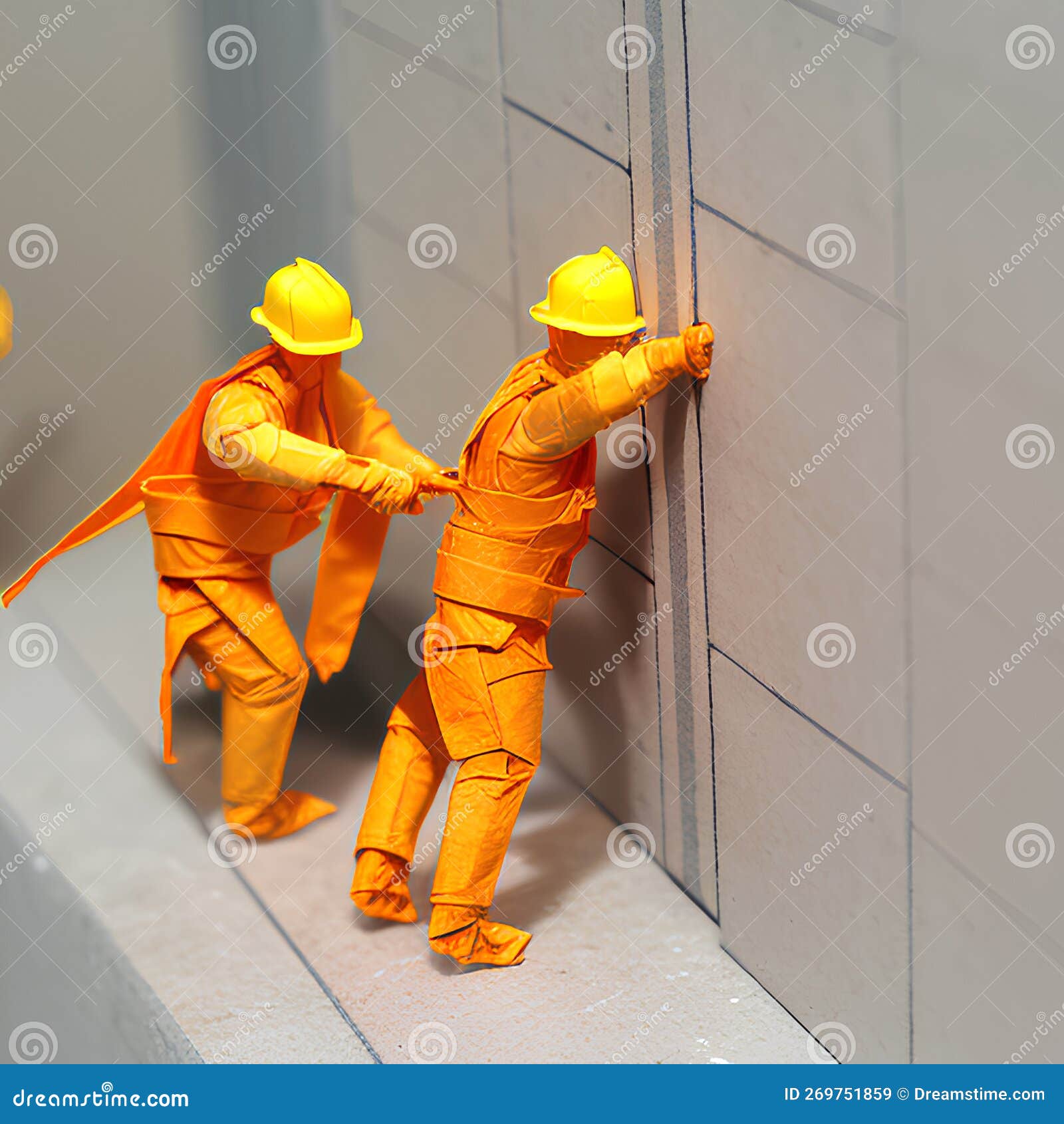 Construction Workers are Working at the Construction Site. Origami ...