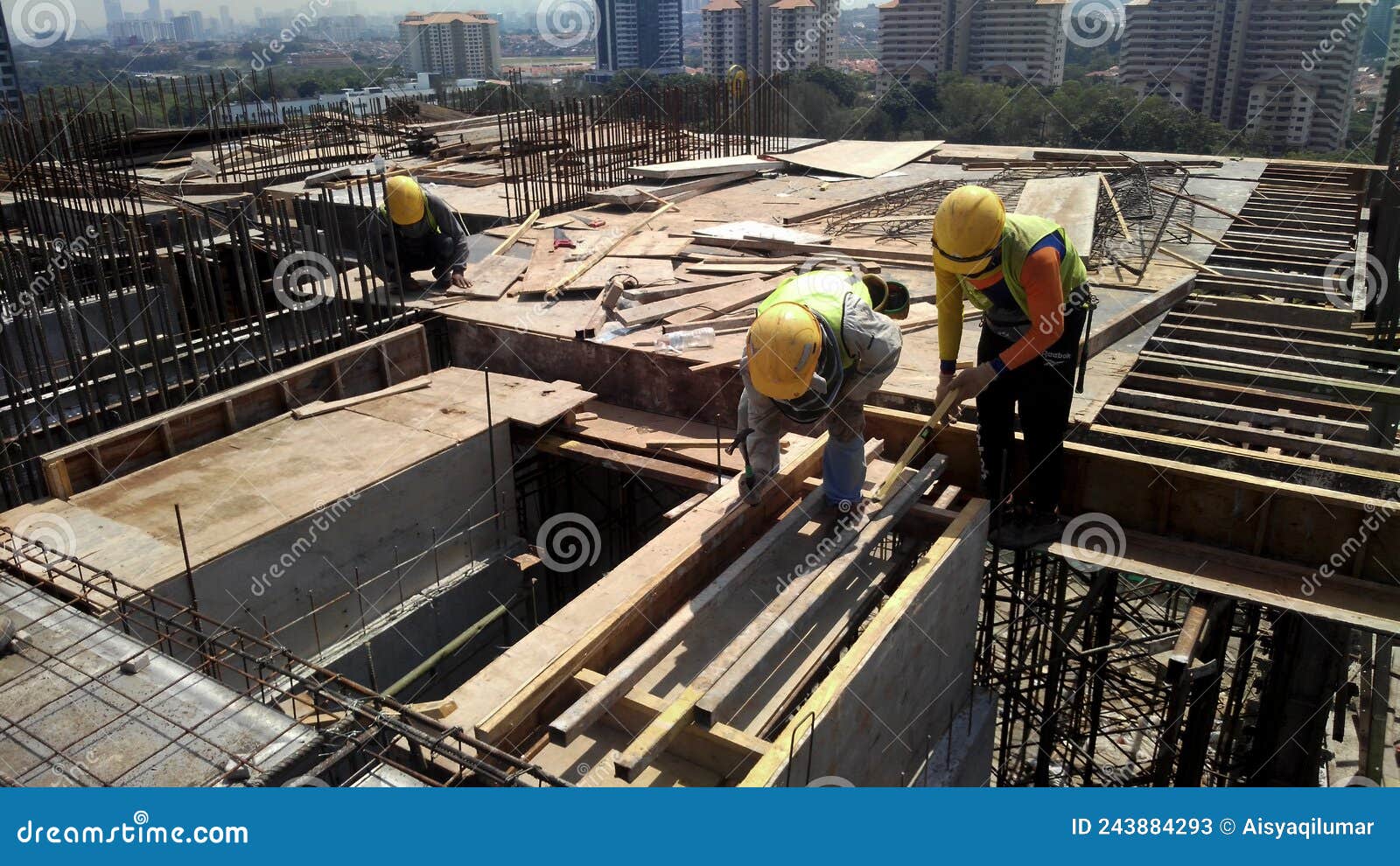 Construction Workers Working at Height at the Construction Site ...