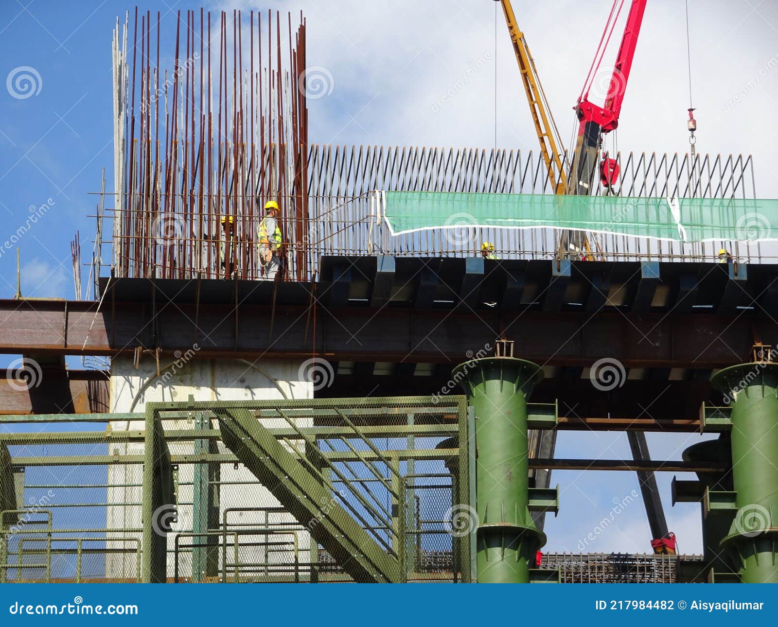 Construction Workers Working at Height at the Construction Site ...