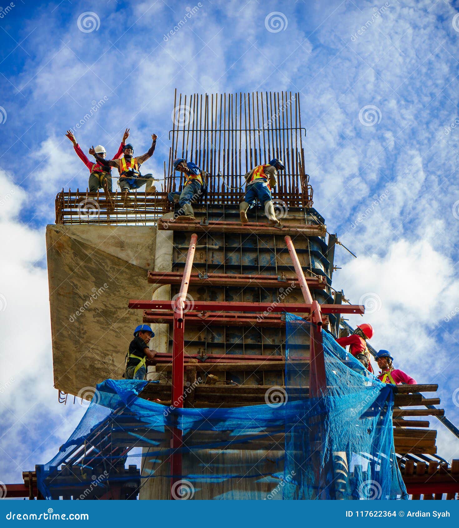 Construction Workers Working on Scaffolding Editorial Stock Image ...