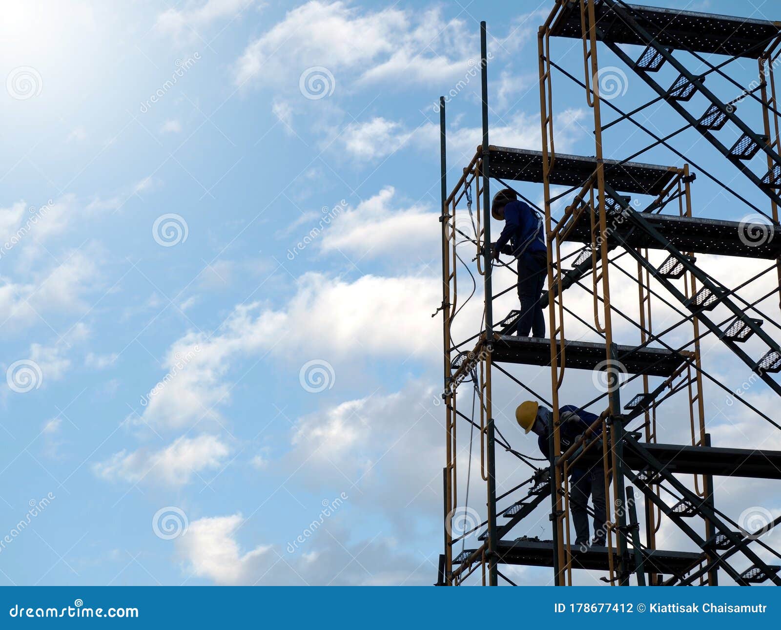 Man Working on the Working at Height on Construction Stock Photo ...