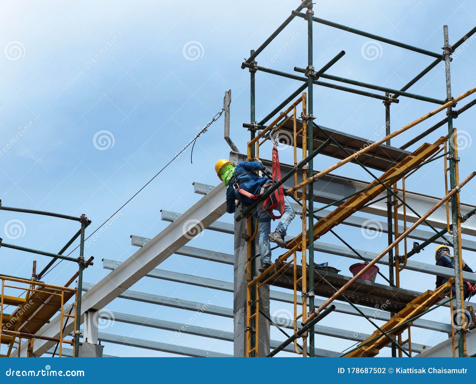 Man Working on the Working at Height on Construction Stock Photo ...