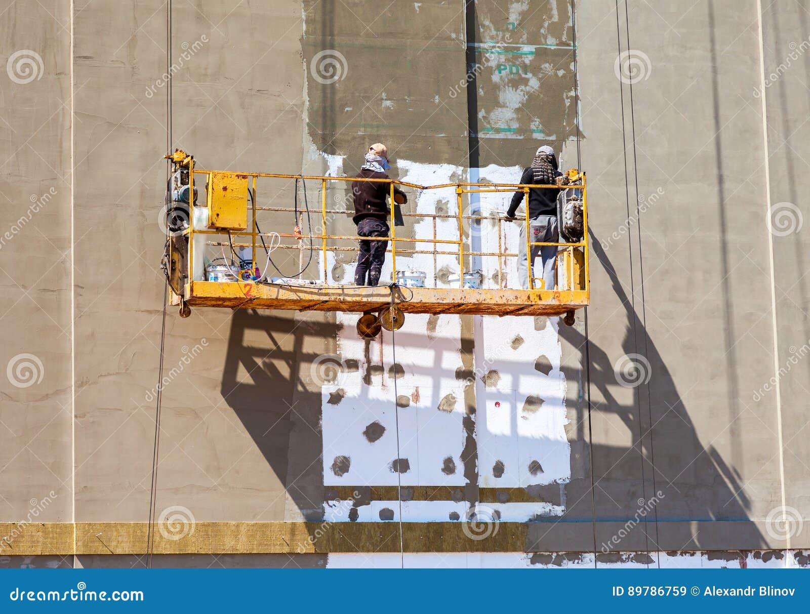 Construction Workers Working on Side of House Editorial Stock Image ...