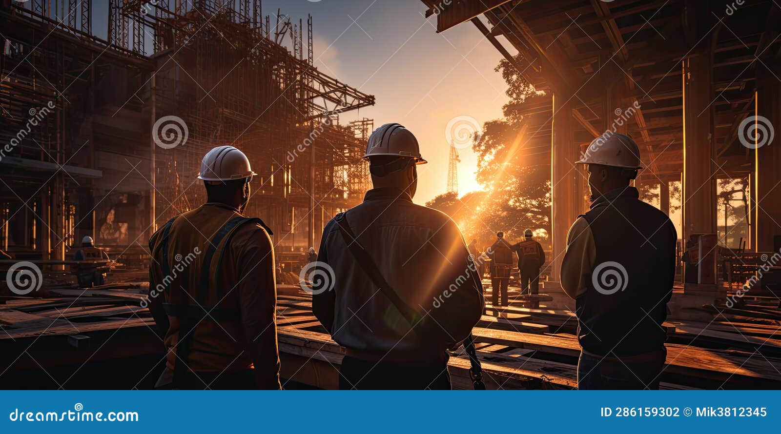 Construction Workers Working on a Construction Site. Stock Illustration ...