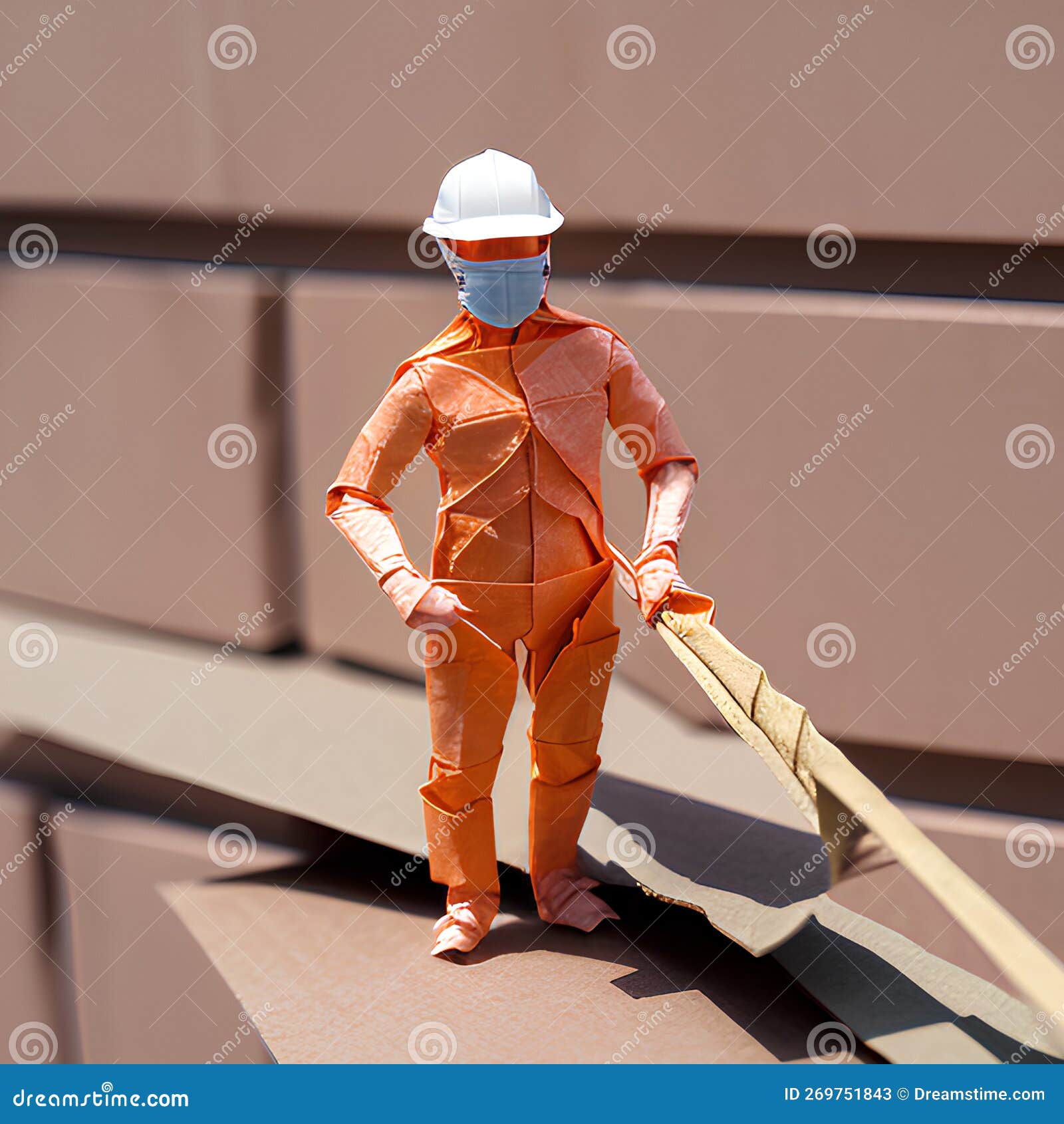 Construction Workers are Working at the Construction Site. Origami ...