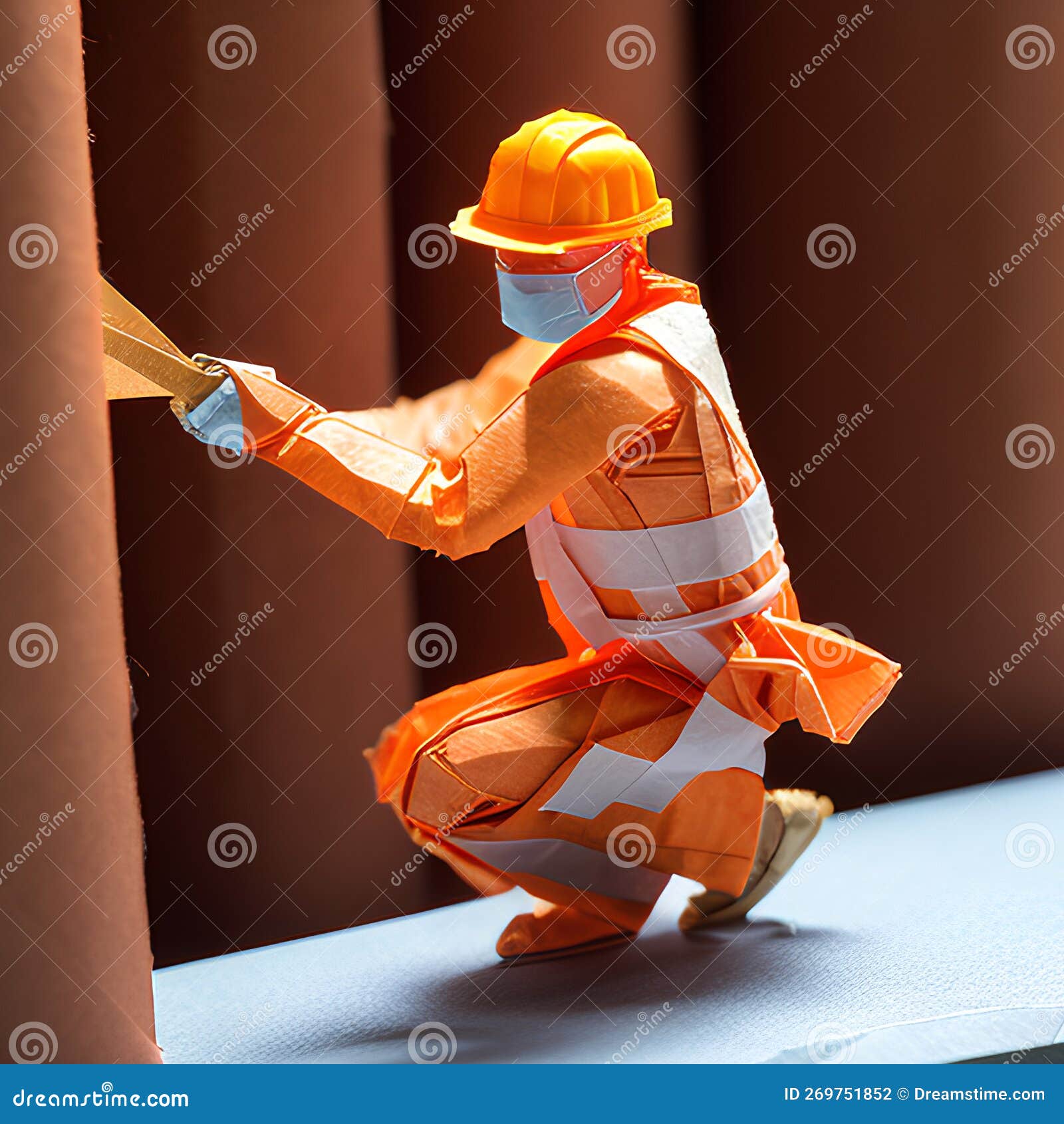 Construction Workers are Working at the Construction Site. Origami ...