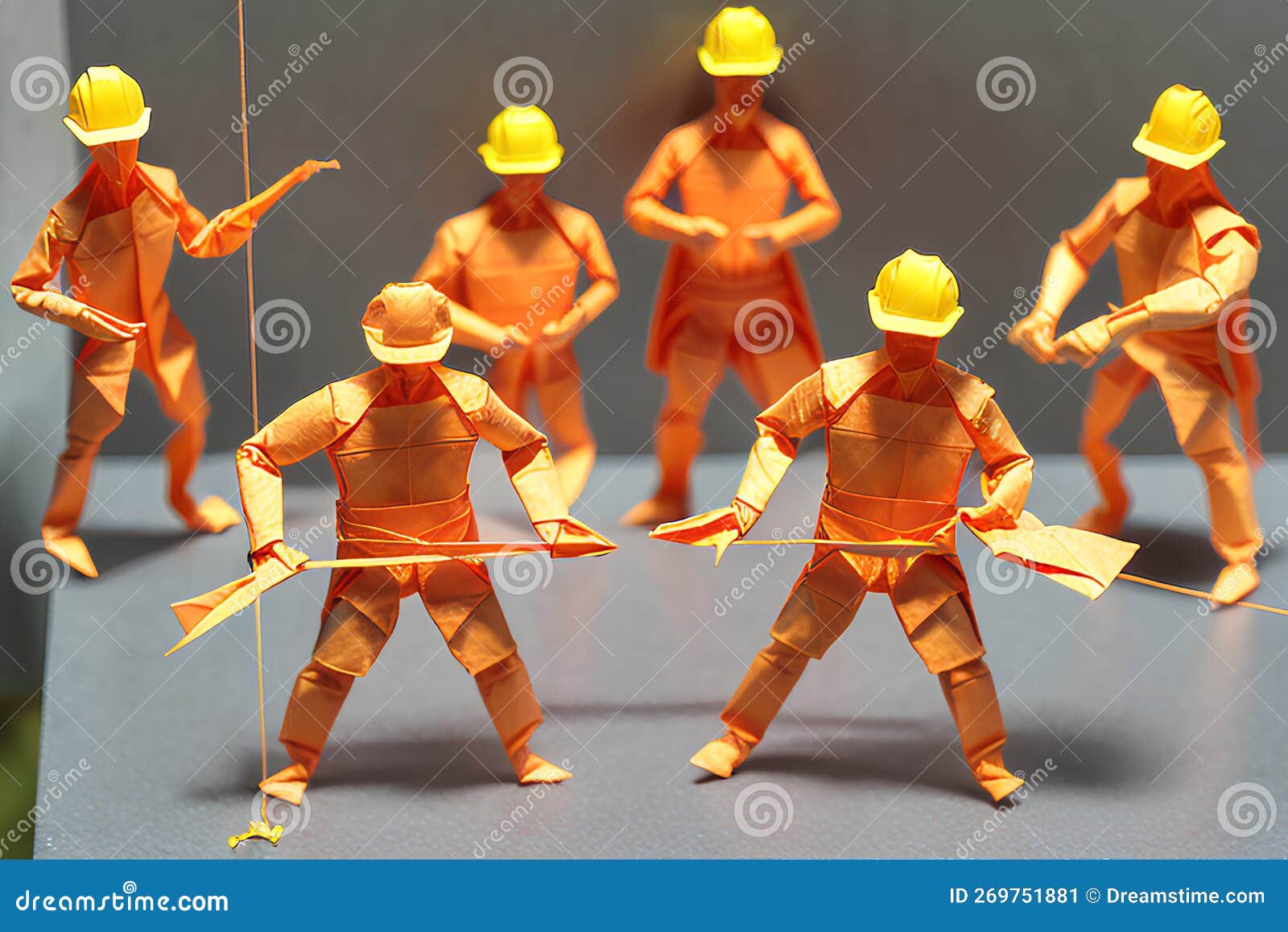 Construction Workers are Working at the Construction Site. Origami ...