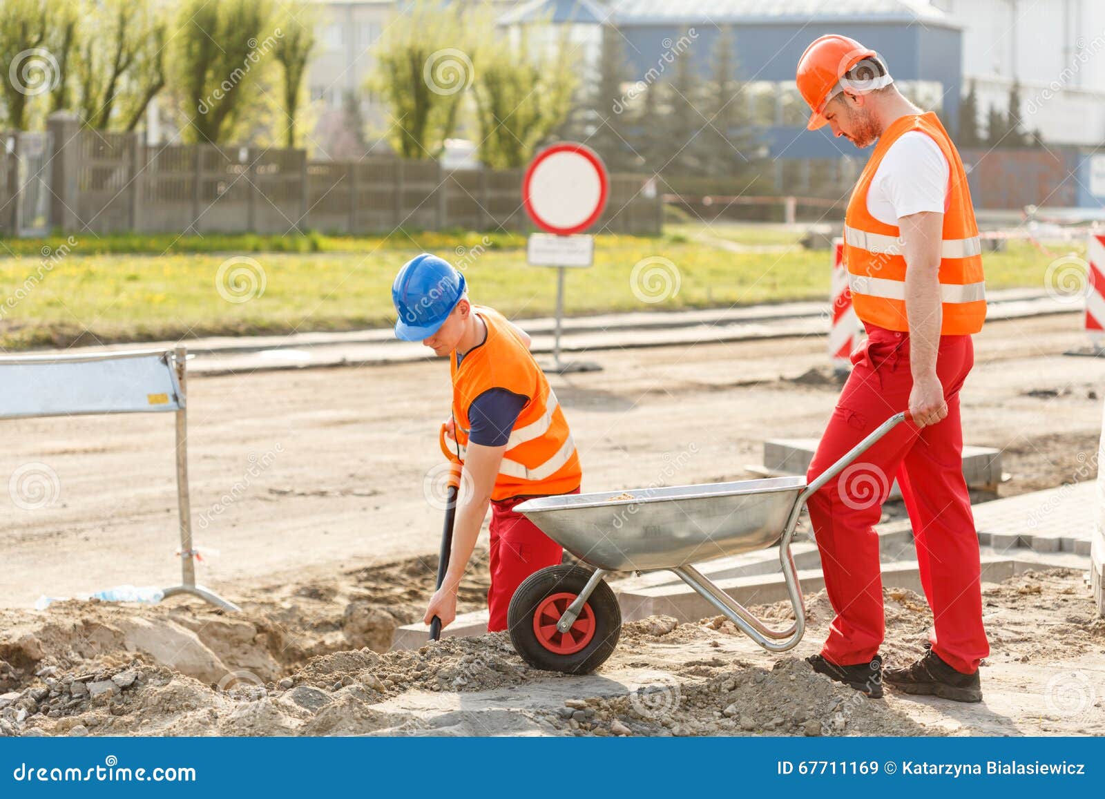 Construction Workers Working Together Stock Image - Image of street ...