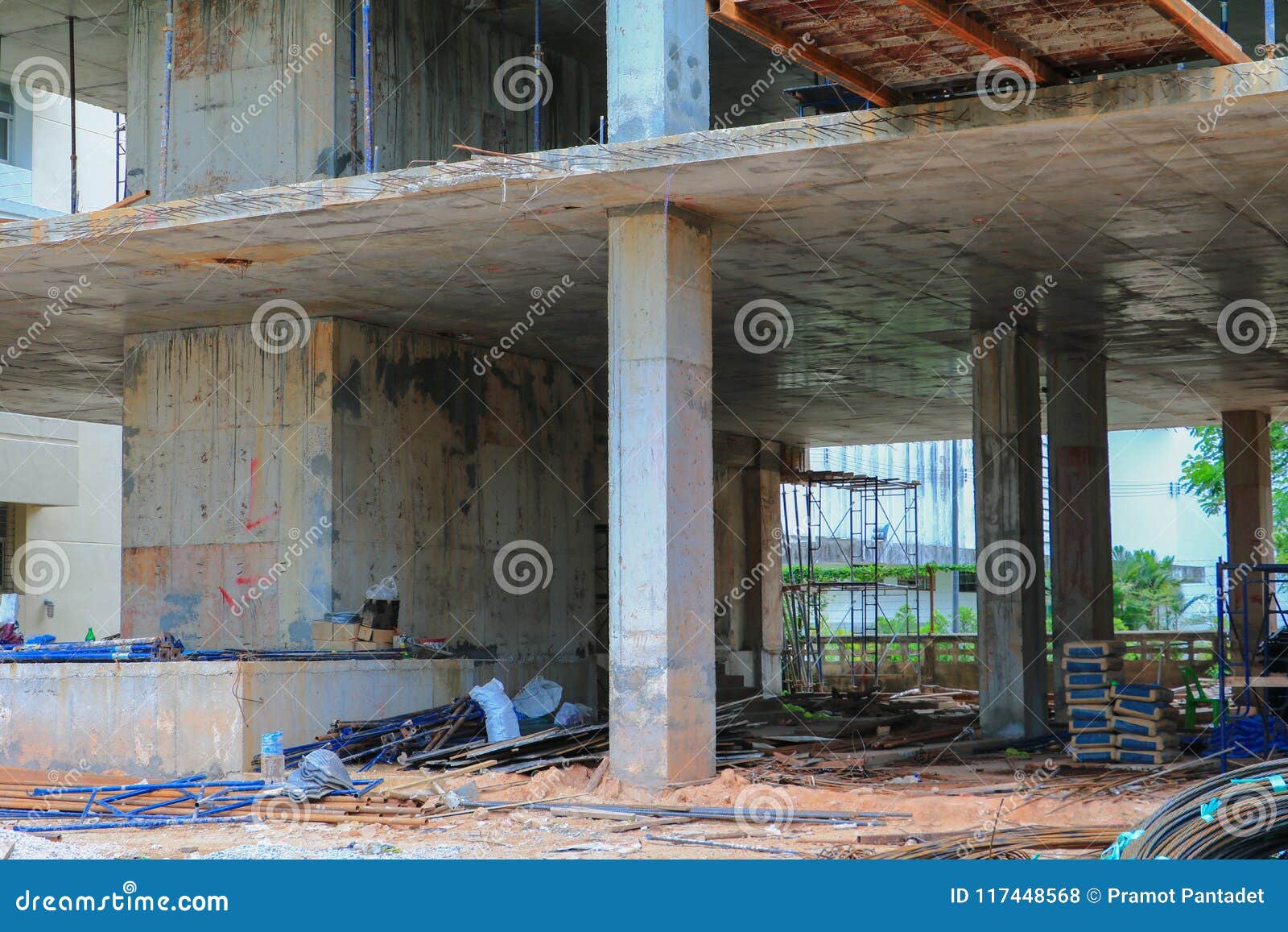 Construction in Working on High Ground Building in Site Workplace Stock ...