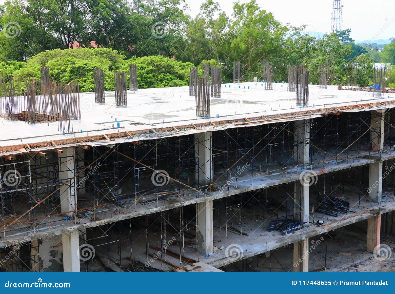 Construction in Working on High Ground Building in Site Workplace Stock ...