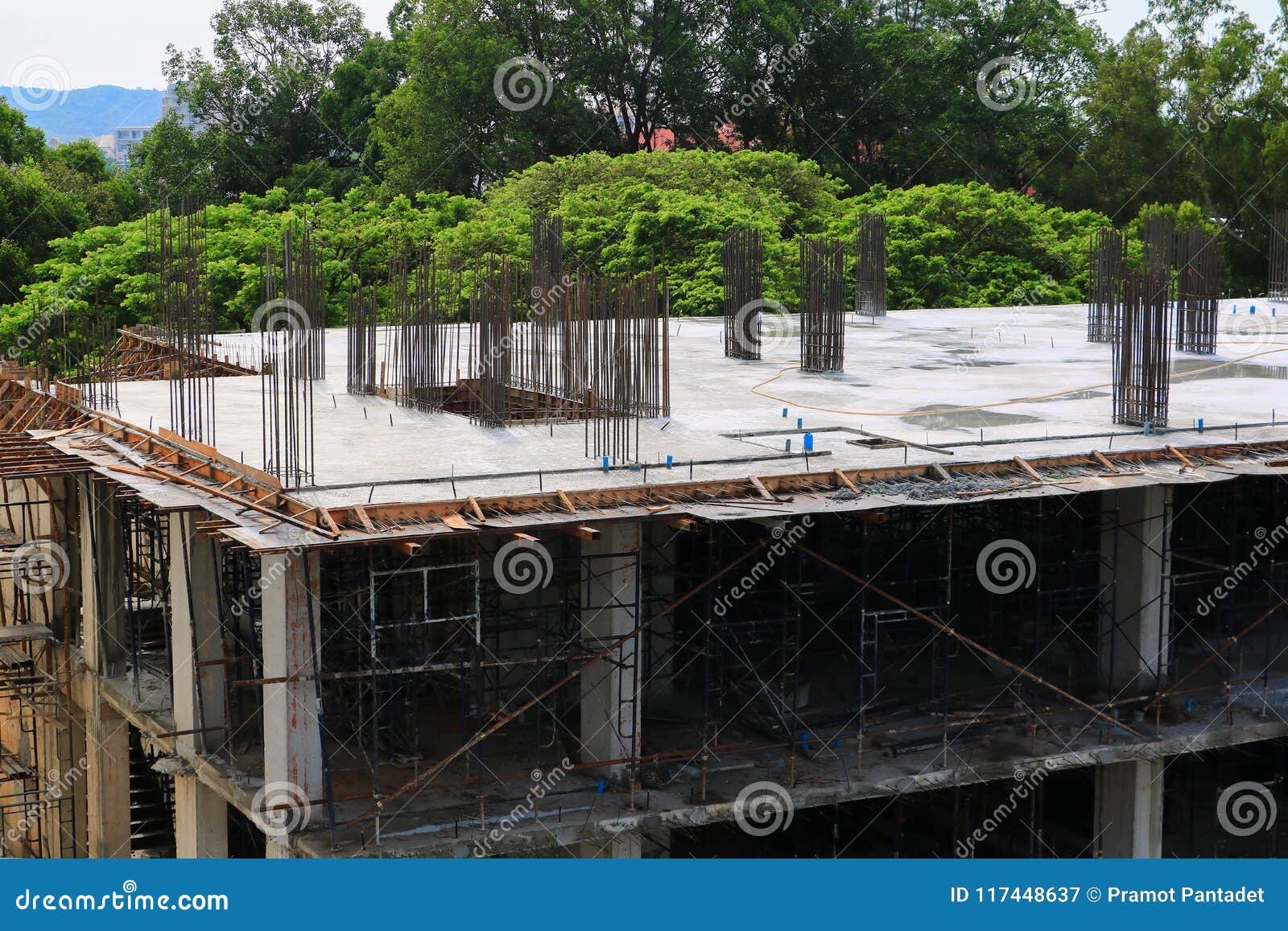 Construction in Working on High Ground Building in Site Workplace Stock ...