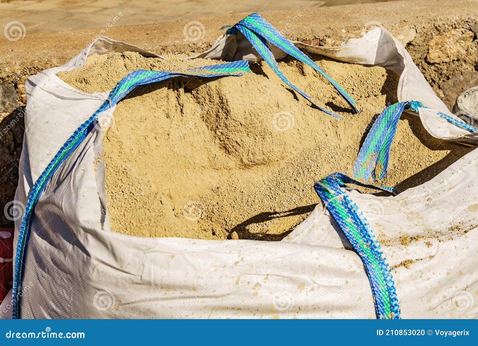 Construction Area with Big Sand Bag Stock Photo - Image of concrete ...