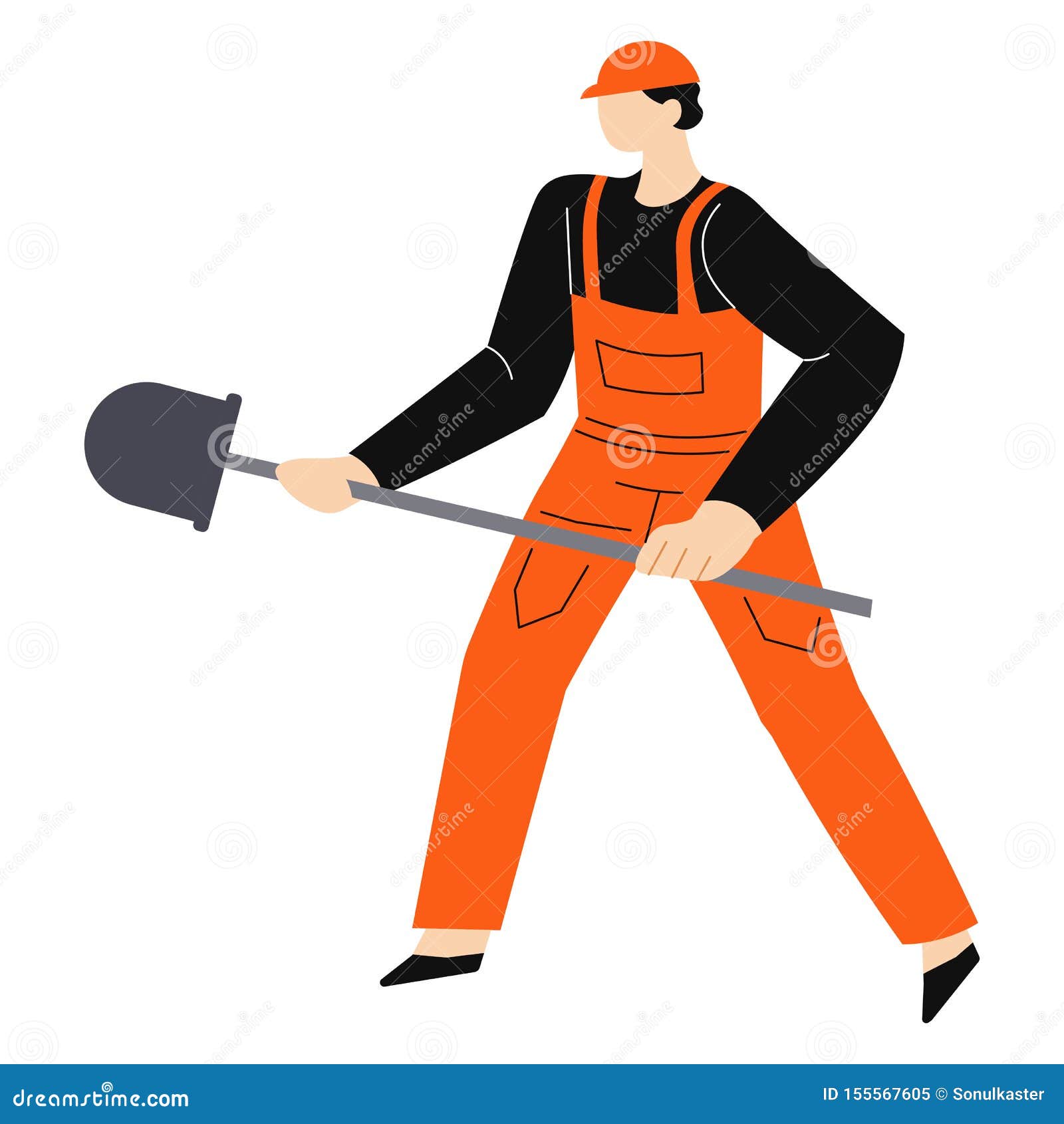 Worker With Spade Cartoon Illustration | CartoonDealer.com #31805279