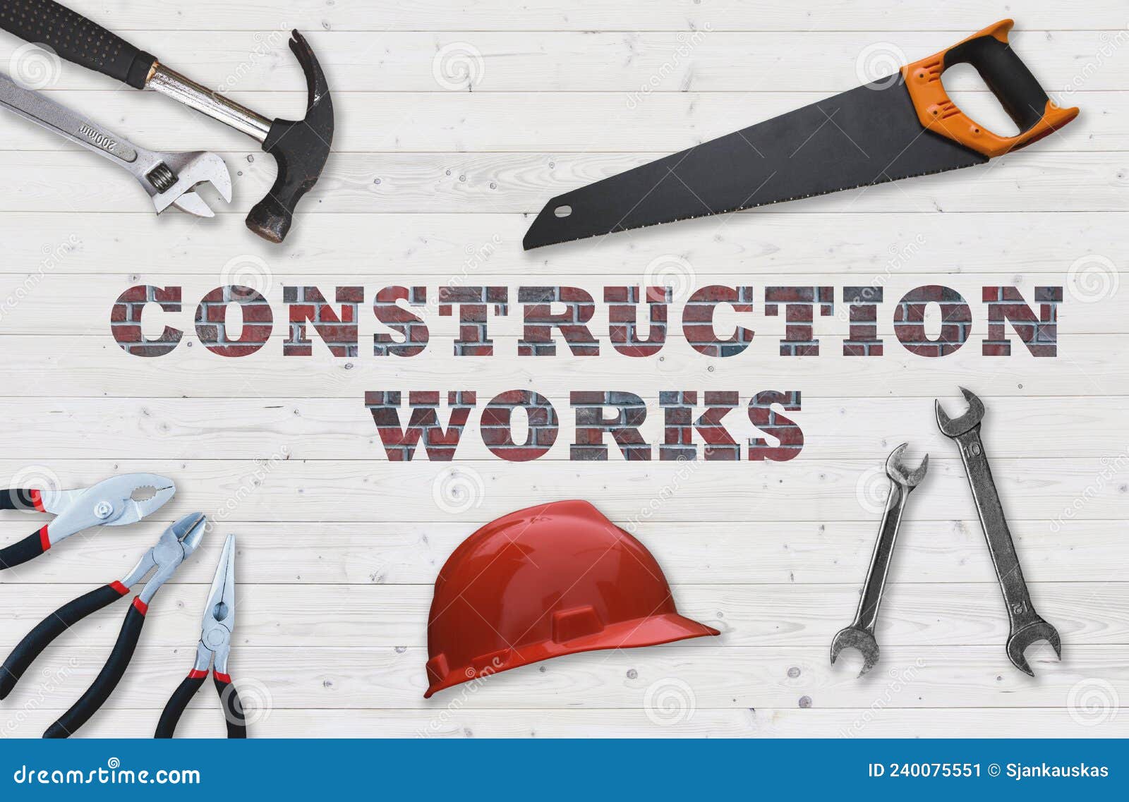 Construction Works Concept with Building Tools Stock Illustration ...