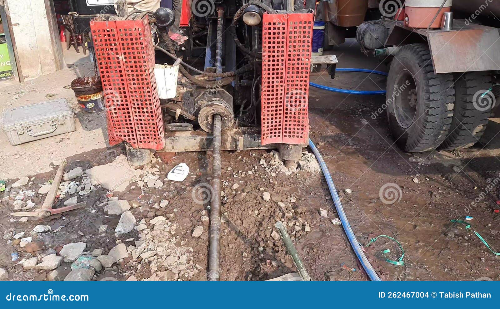 Construction Works of a Drilling Machine for Laying the Fiber Optic of ...