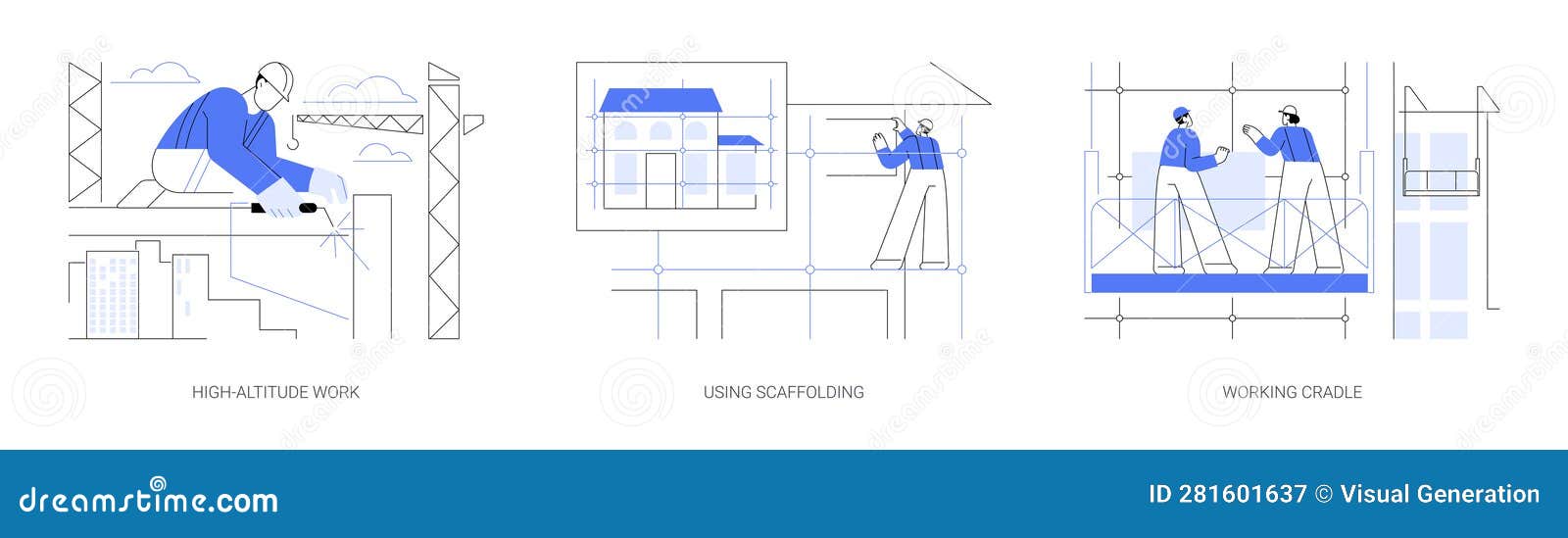 Construction Works at Height Abstract Concept Vector Illustrations ...