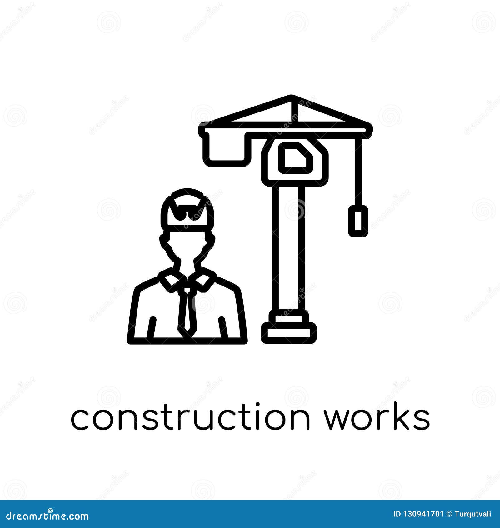 Construction Works Icon. Trendy Modern Flat Linear Vector Construction ...
