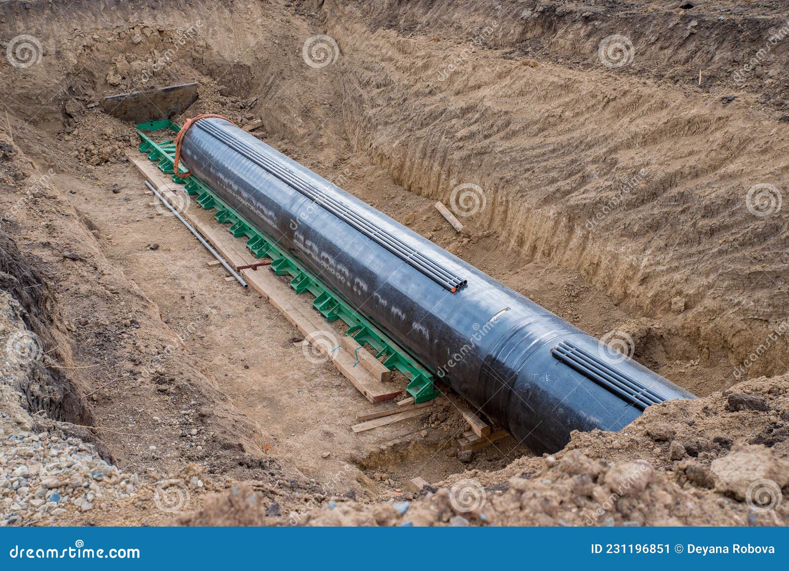 Construction Works for Laying the Pipe. Stock Image - Image of project ...