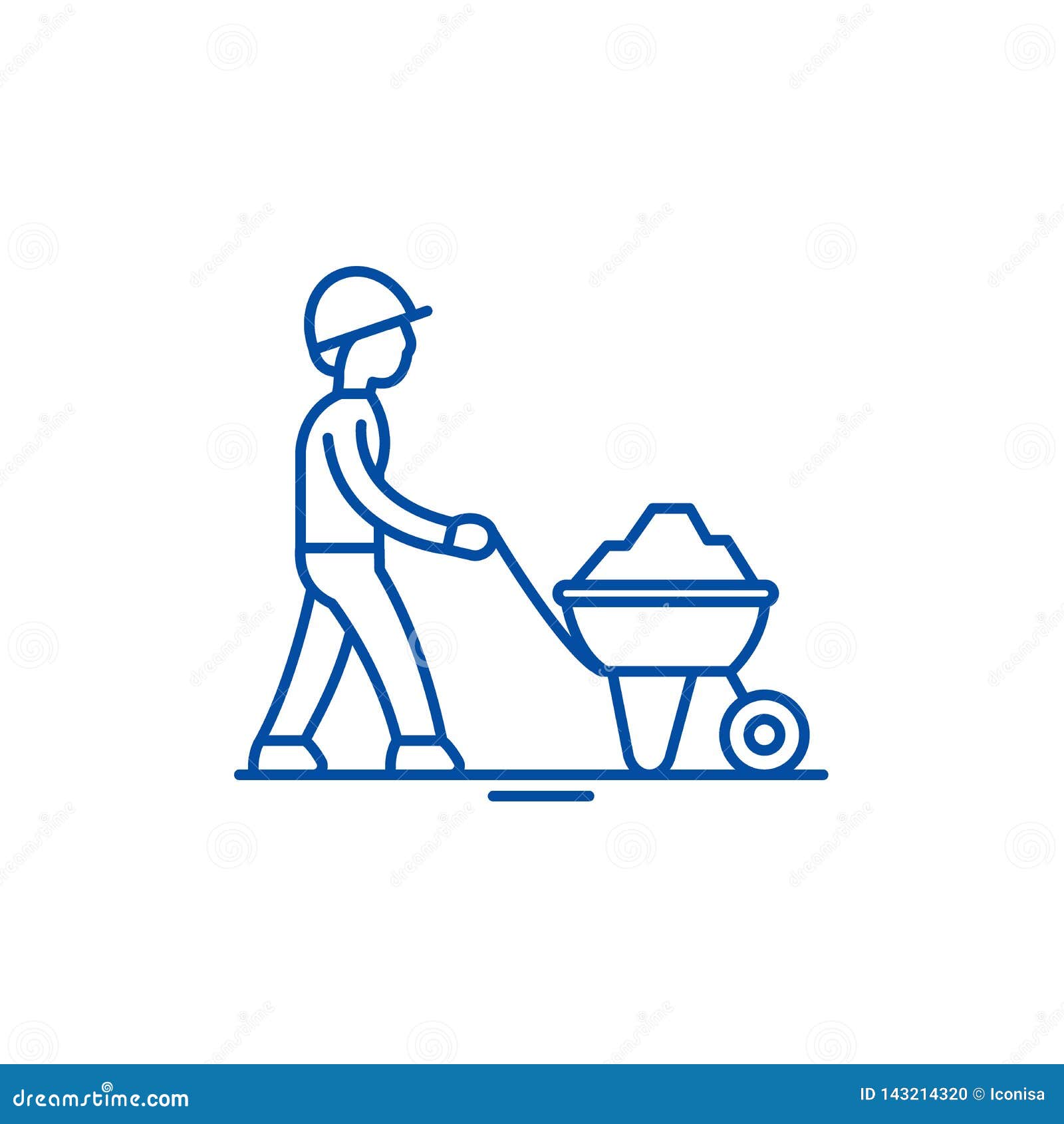 Construction Works Line Icon Concept. Construction Works Flat Vector ...