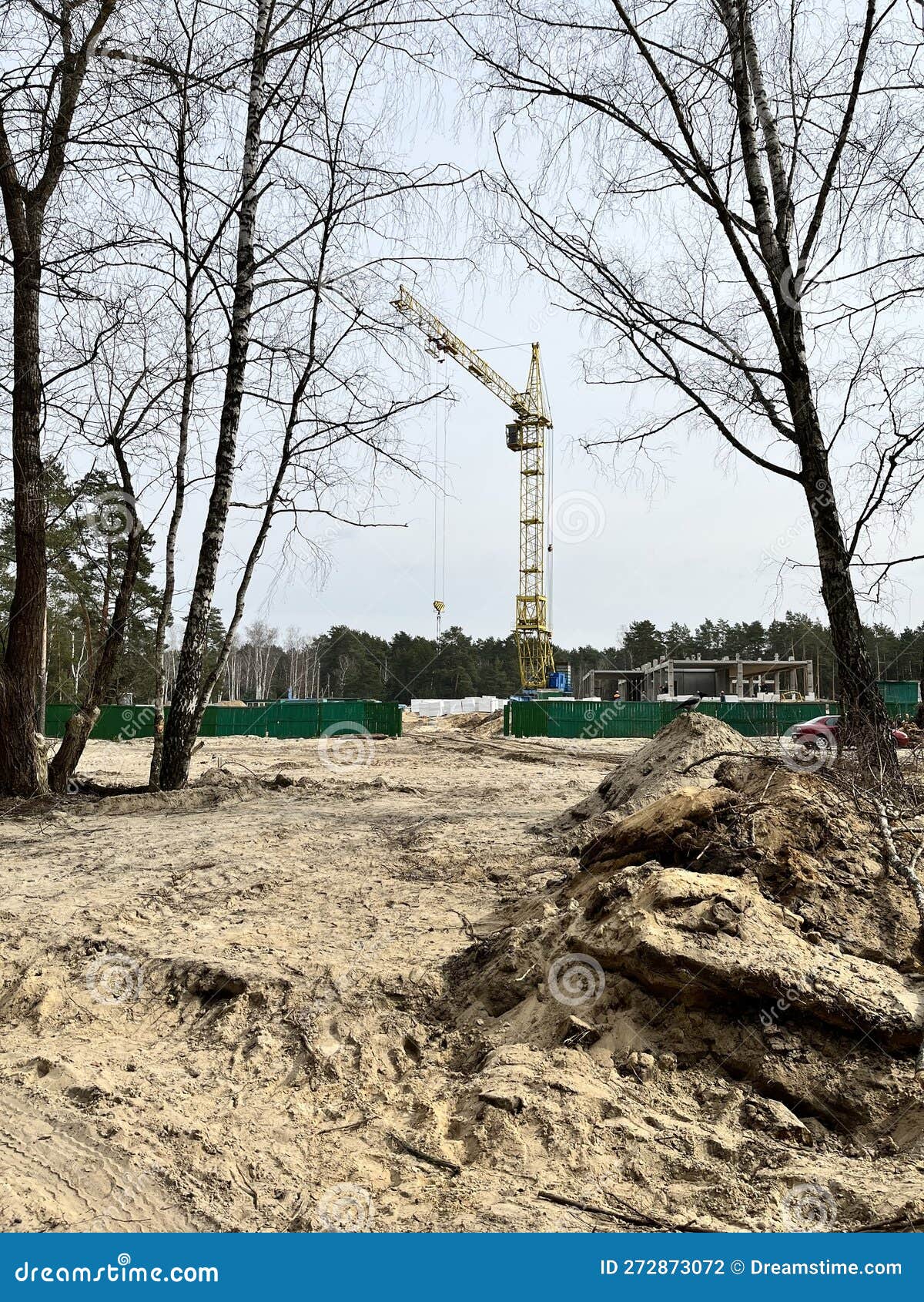 Construction Works in March in Early Spring Stock Photo - Image of ...