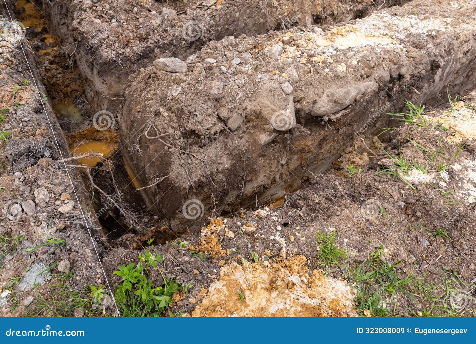 Construction Works in Progress, Corner of Deep Foundation Trench Stock ...