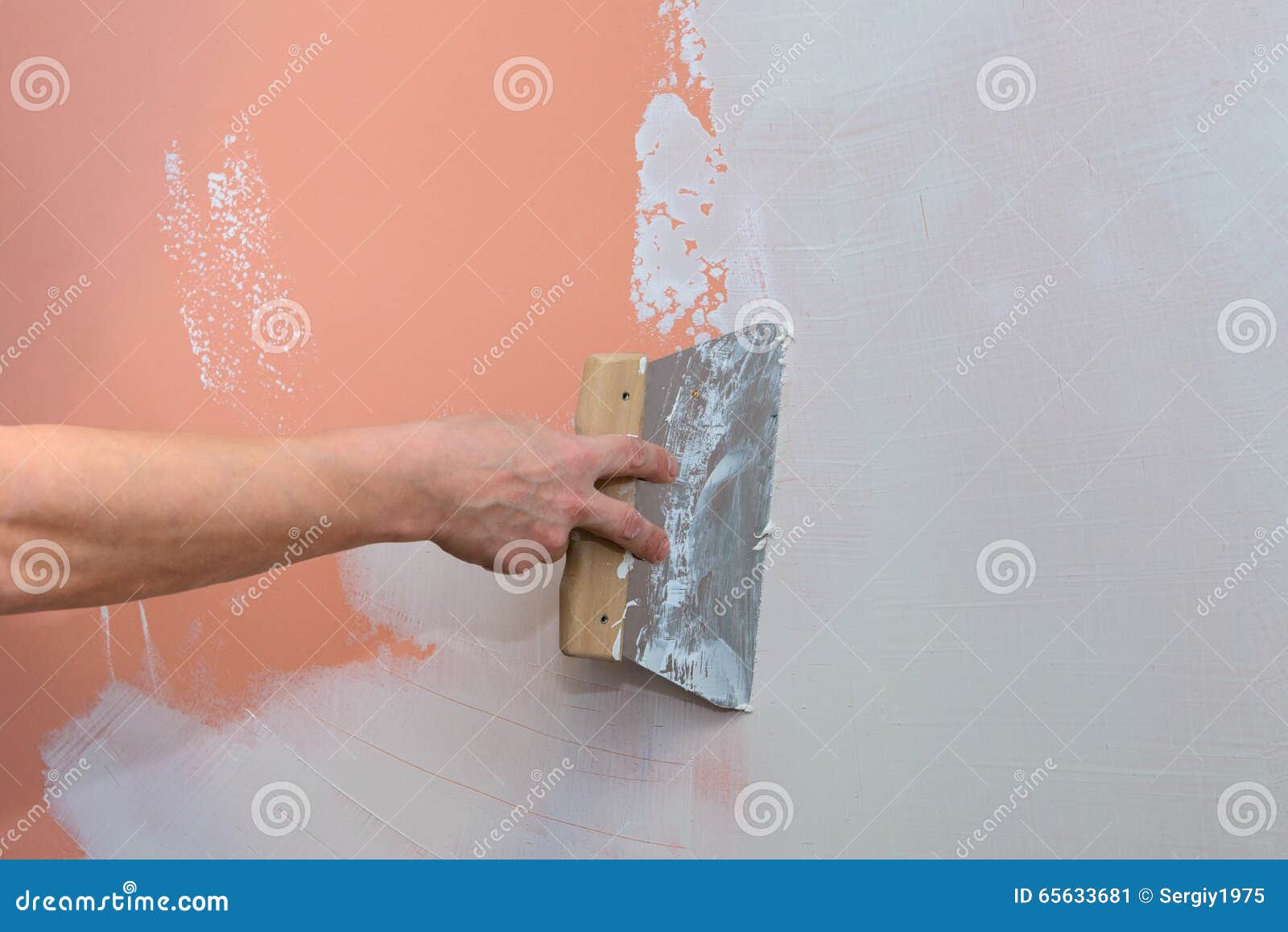 Construction Works, Putty and Leveling Walls Stock Image - Image of ...
