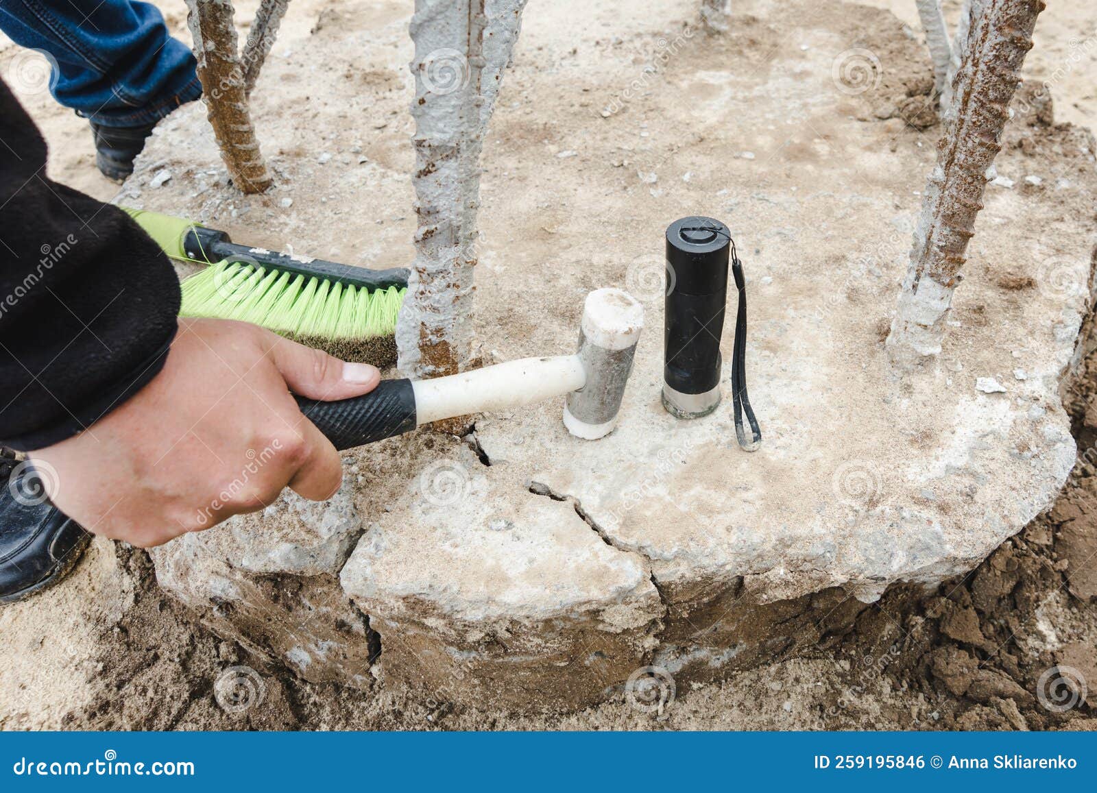 Construction Works. Seismic Test on Concrete Pile Stock Photo - Image ...