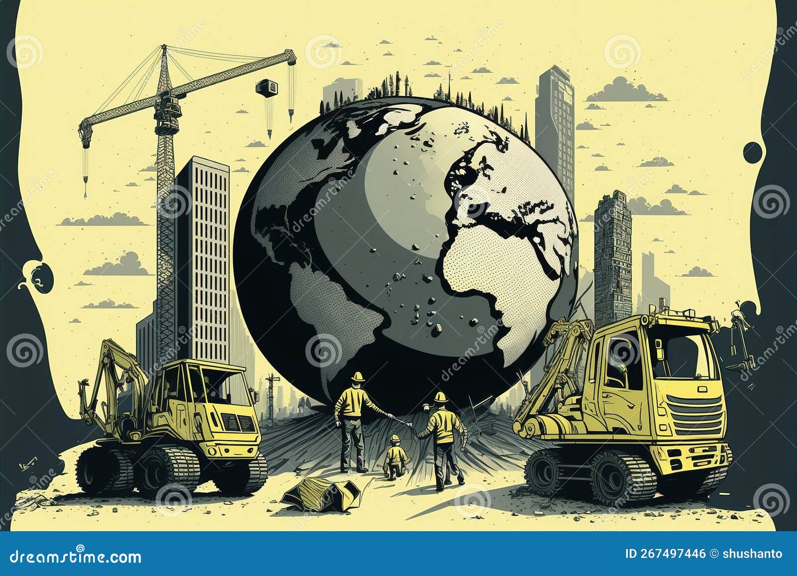 Construction of the World stock illustration. Illustration of geography ...