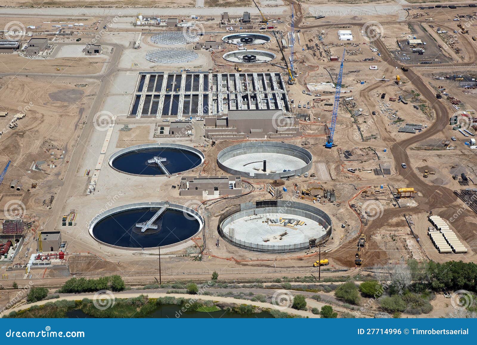 Construction at WWTP stock photo. Image of helicopter - 27714996