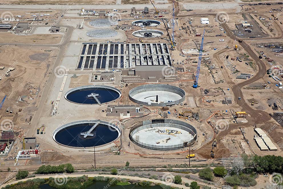 Construction at WWTP stock photo. Image of helicopter - 27714996