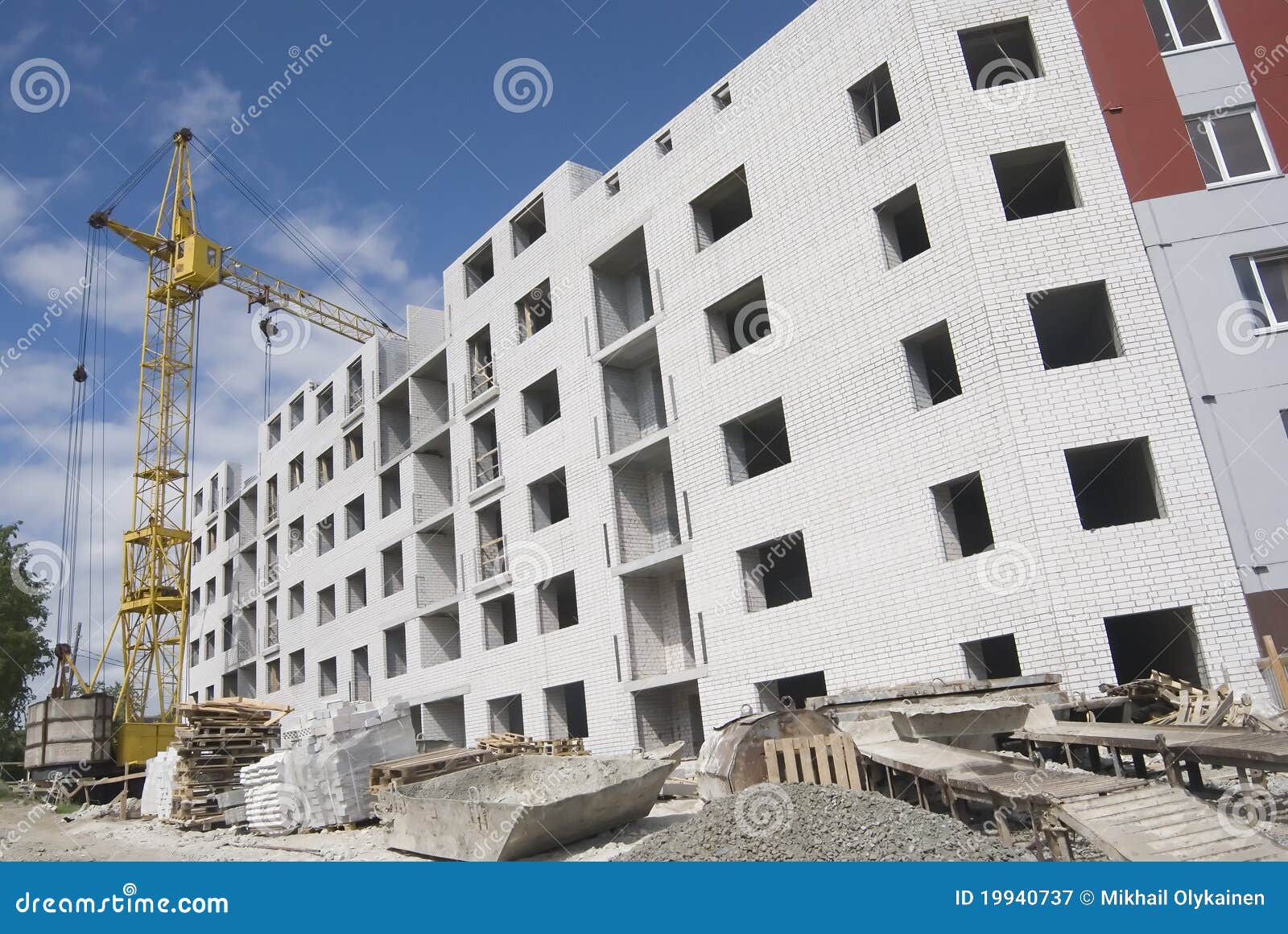 Construction Yard with Crane Stock Image - Image of business, crane ...